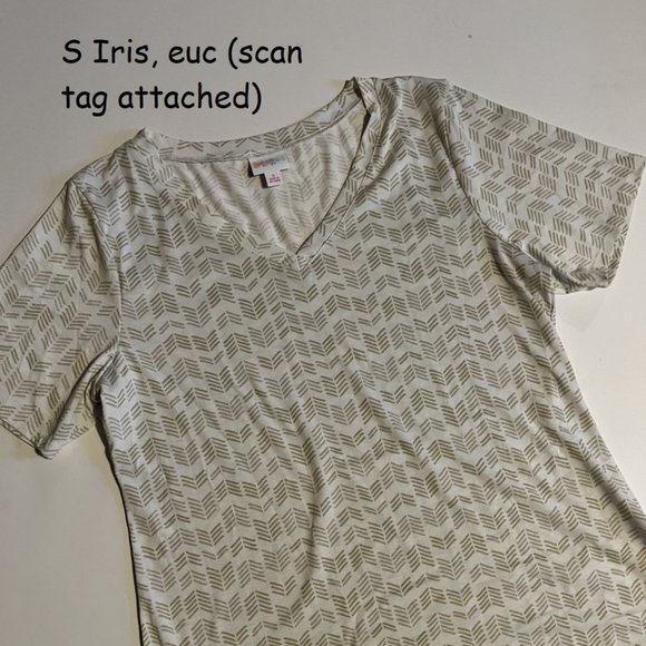 LuLaRoe | Tops | Small Lularoe Iris Top White With Beige Chevrons ...
